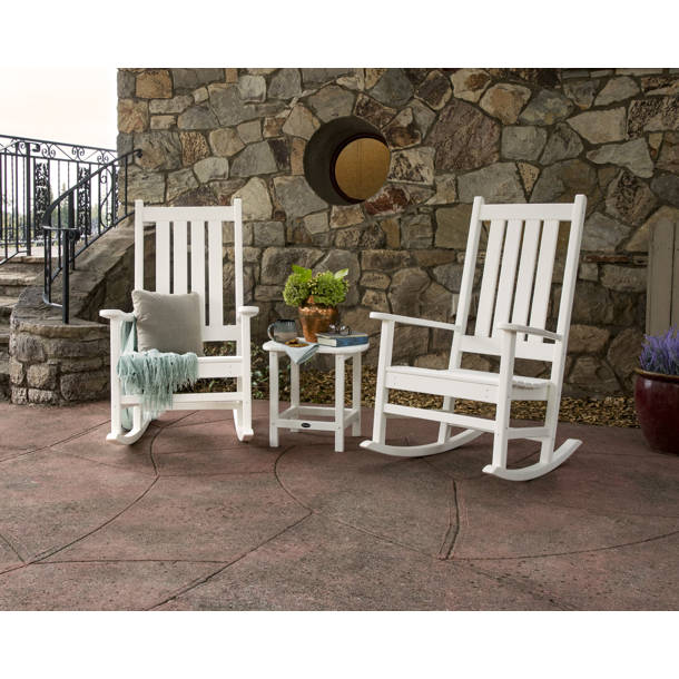 POLYWOOD® Vineyard 3-Piece Adirondack Rocking Chair Set with South ...