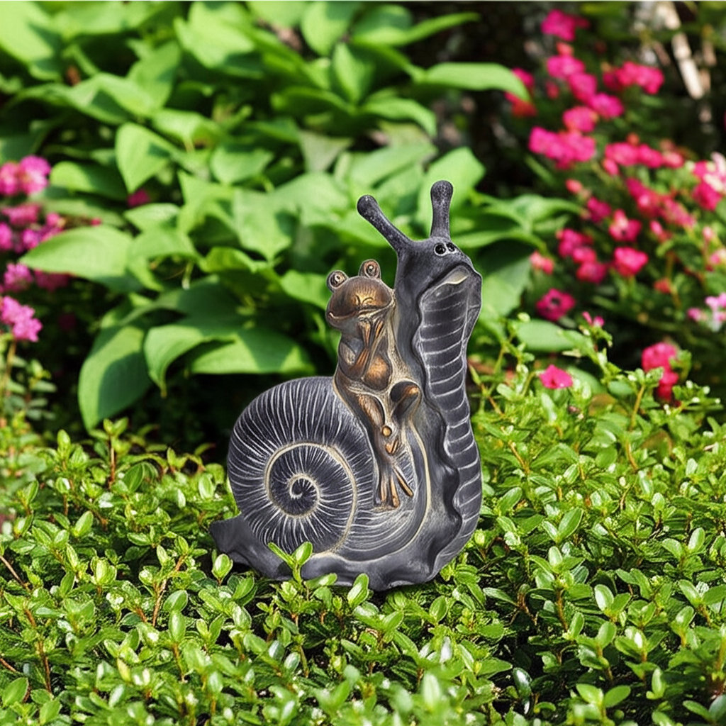 Ophelia & Co. Garden Statuary Polyresin Whimsical Frog On Snail ...