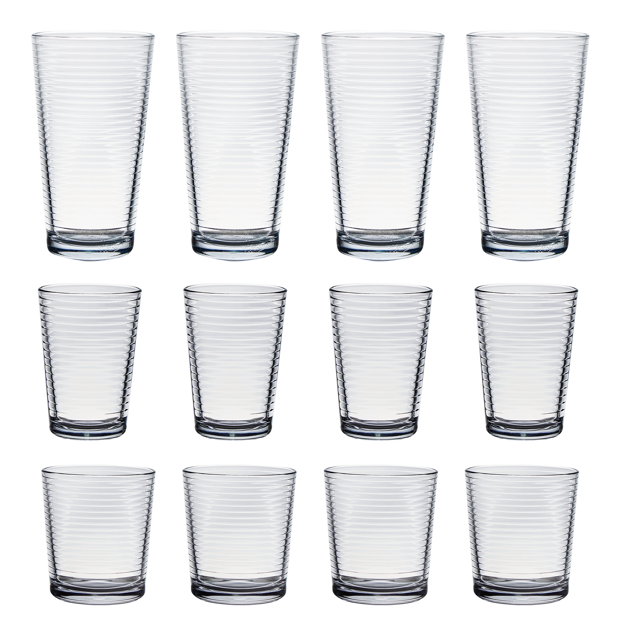 Wrought Studio™ 12 Piece Rondo Tumbler 3 Type Glass Set - Tall Glass ...