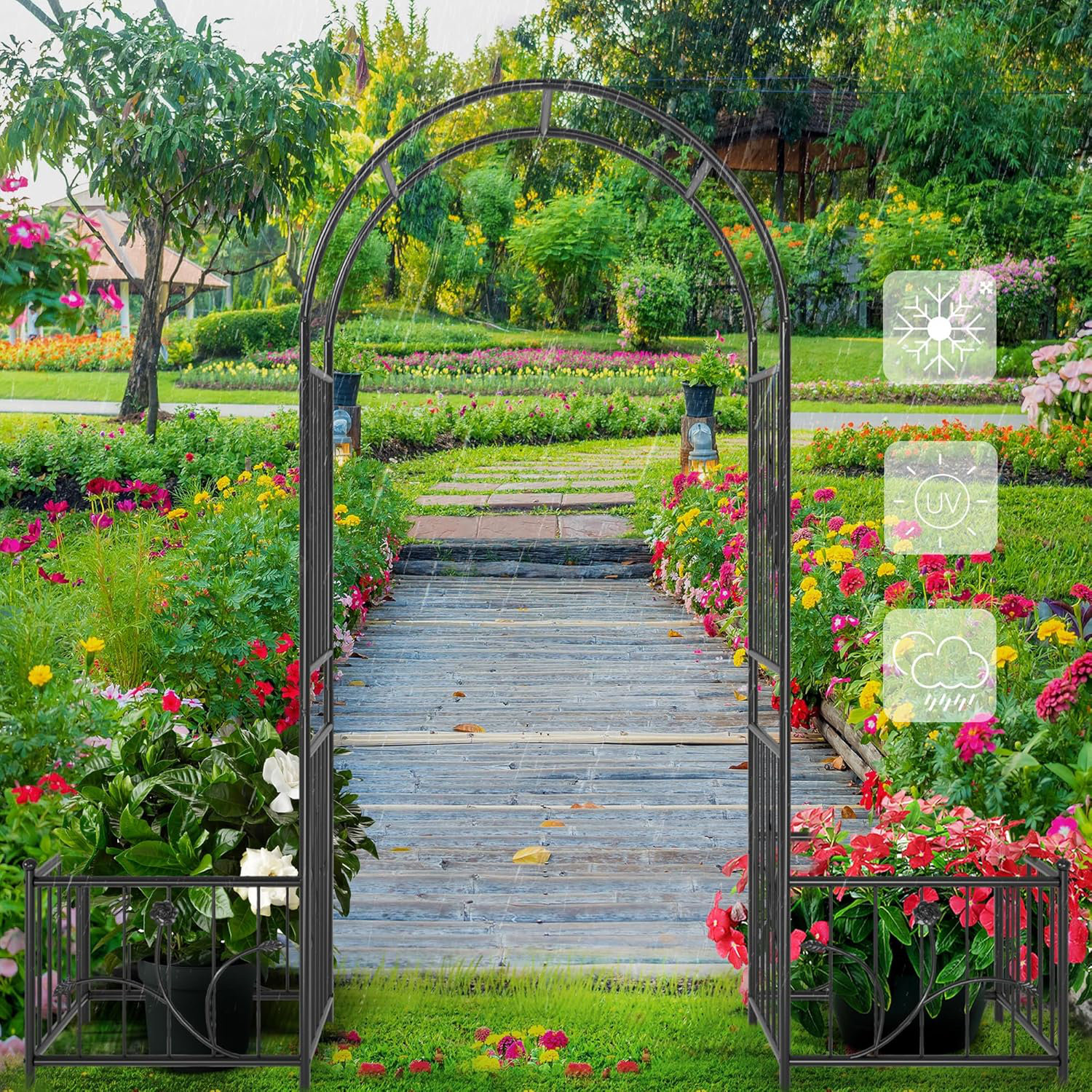 Artmeer Garden Arbour with Planter Boxes, Wedding Arches for Ceremony ...