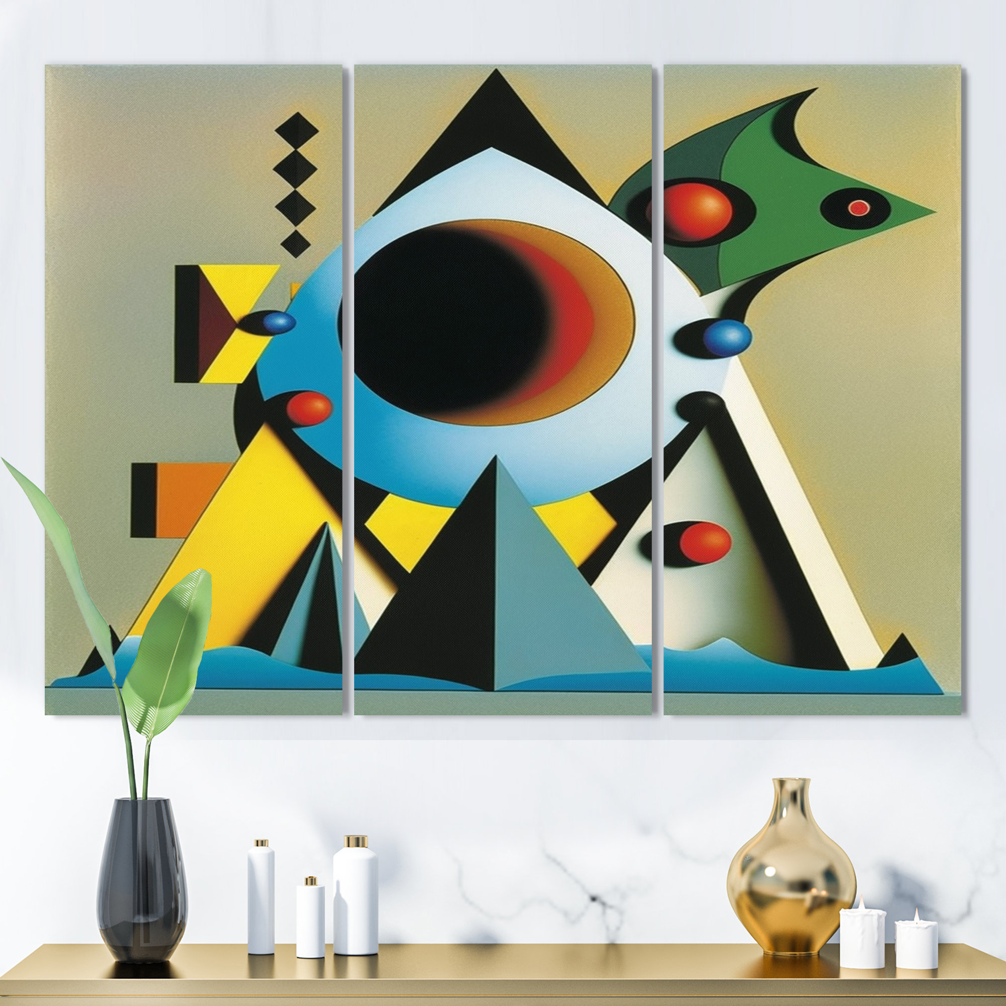 Design Art Playful Imaginary Landscapes VI - 3 Piece Print on Canvas ...