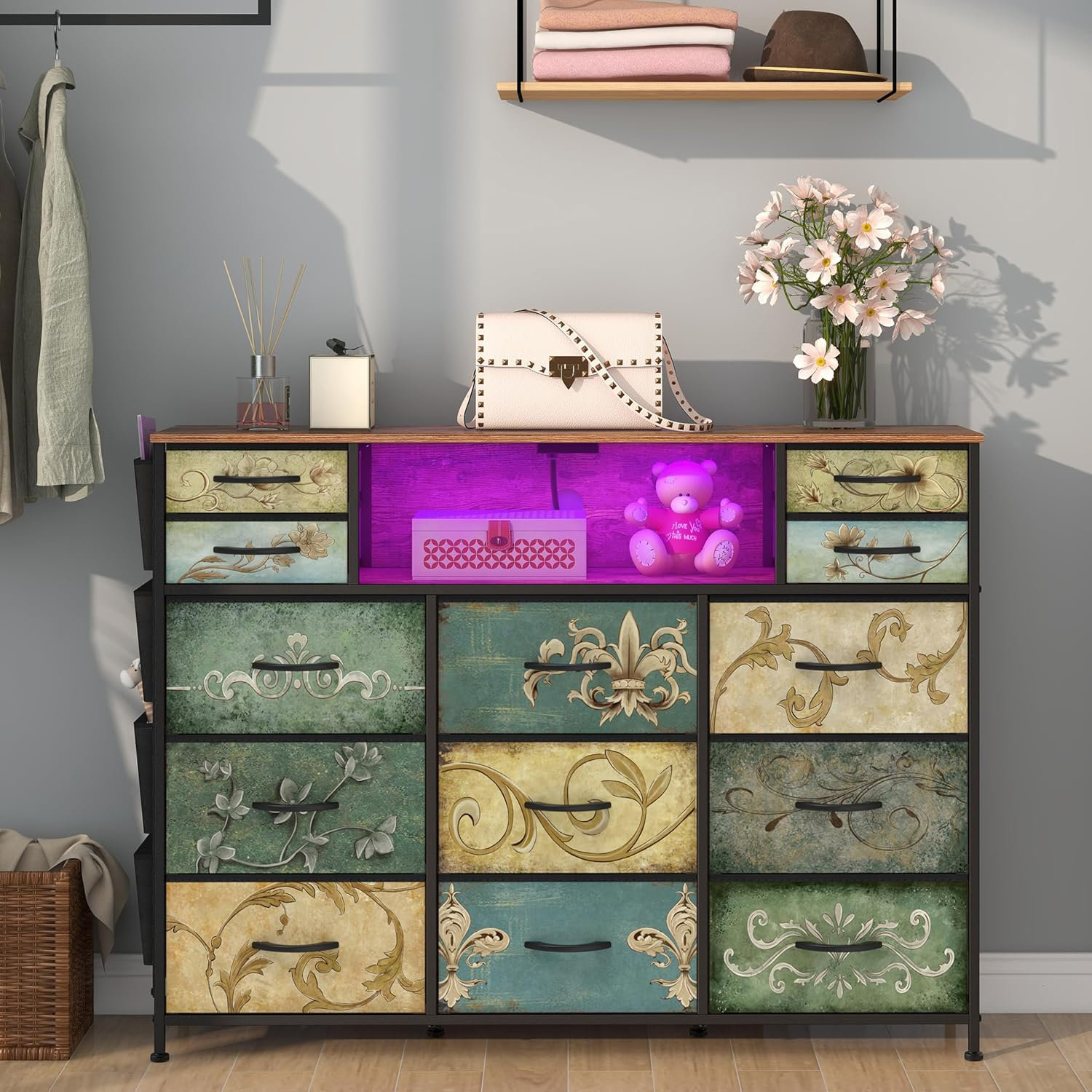 Wrought Studio Dresser With Charging Station & LED Light Dresser With ...