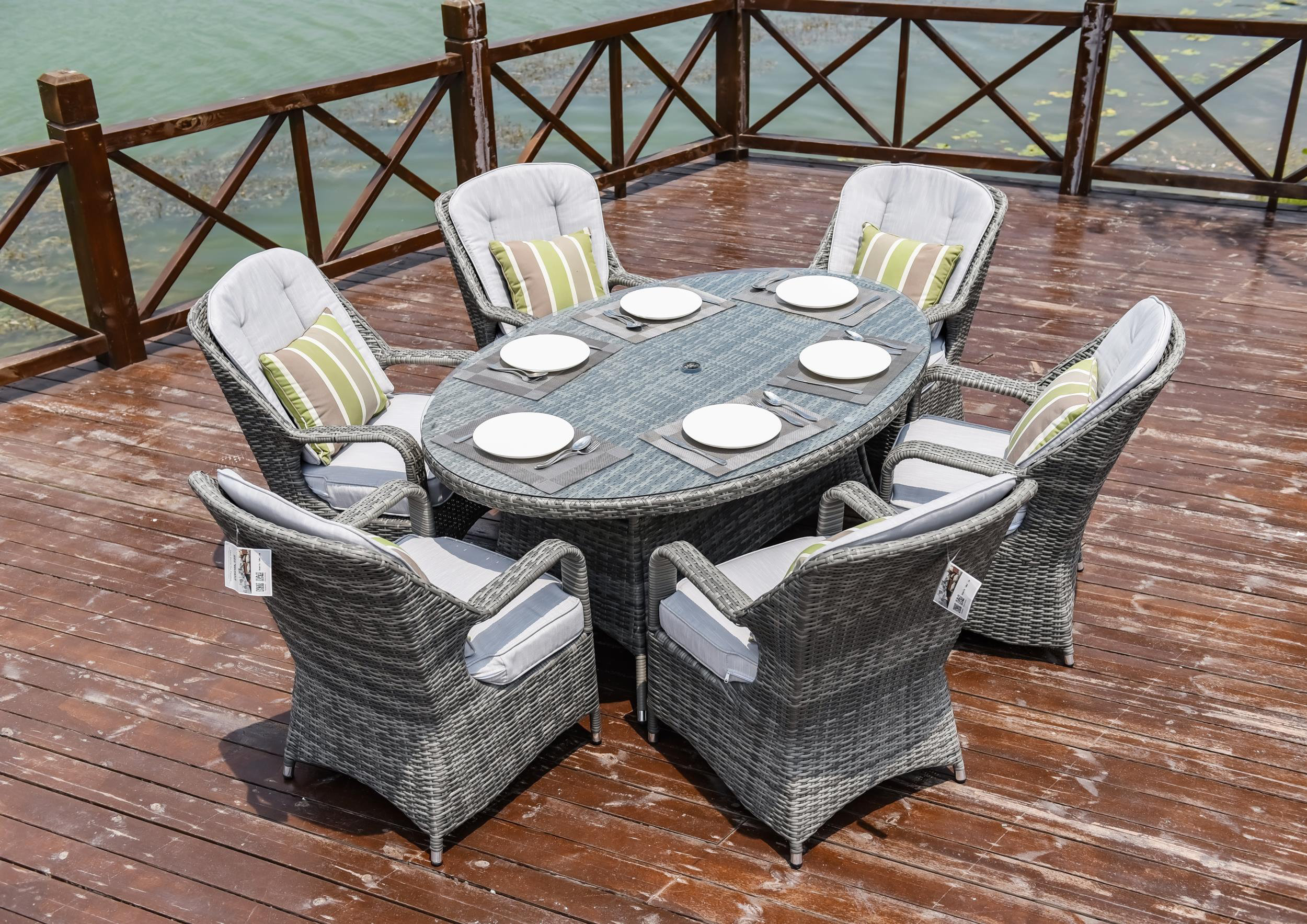 Canora Grey Arverne 6 - Person Oval Outdoor Dining Set with Cushions ...