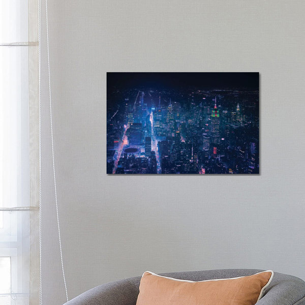Latitude Run Nyc Neon Noir by Javier De La Torre - Wrapped Canvas Print ...
