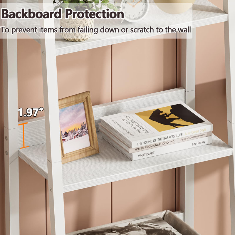 Latitude Run® 4-Tier White Ladder Shelf, Ladder Bookshelf With ...