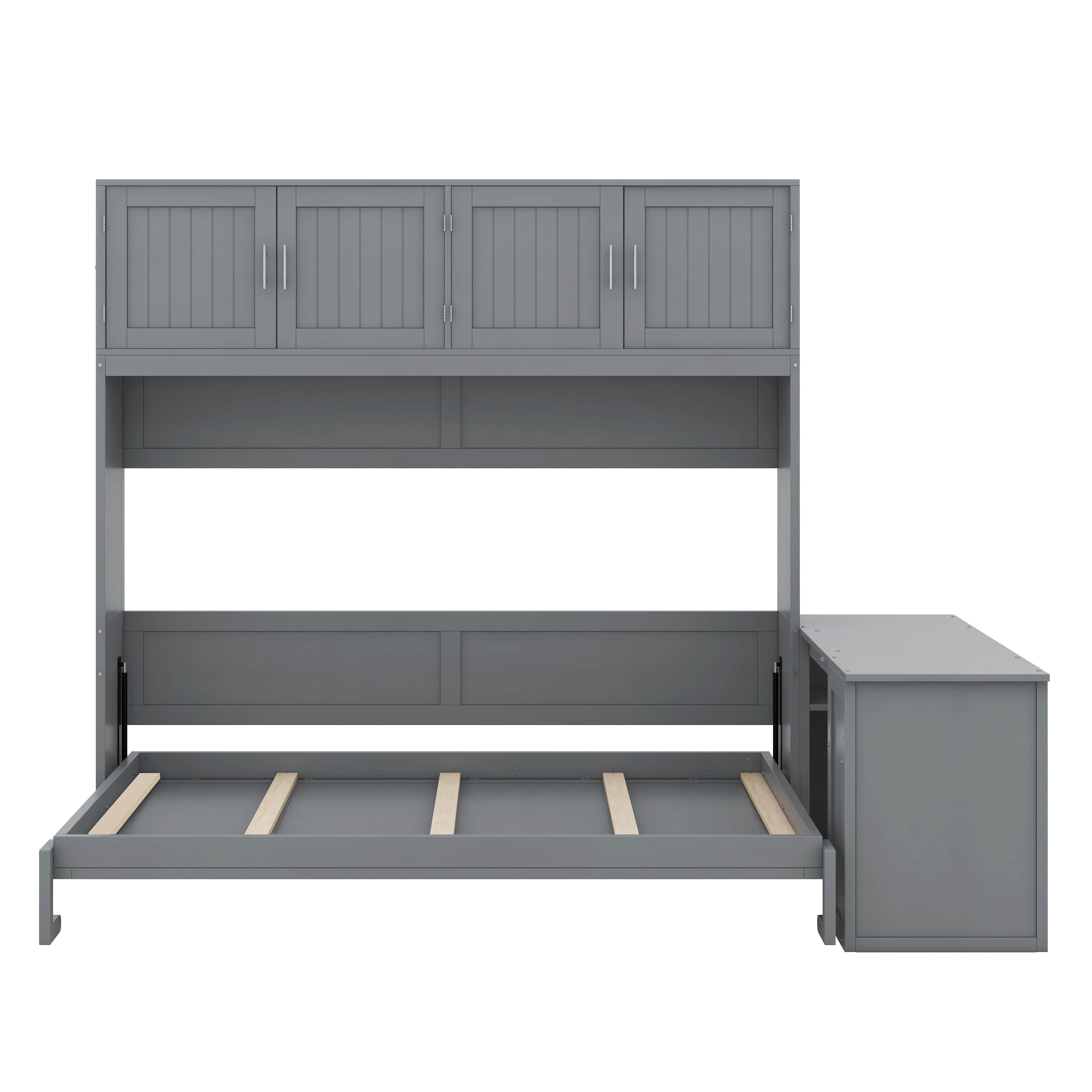 Hokku Designs Queen Murphy Bed With Desk, Modern Wall Bed With Storage ...