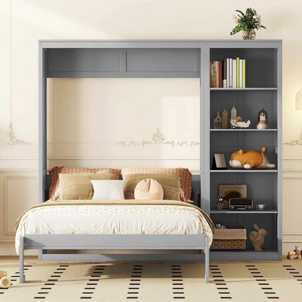 Hokku Designs Practical Design Murphy Wall Bed With Storage Shelves ...