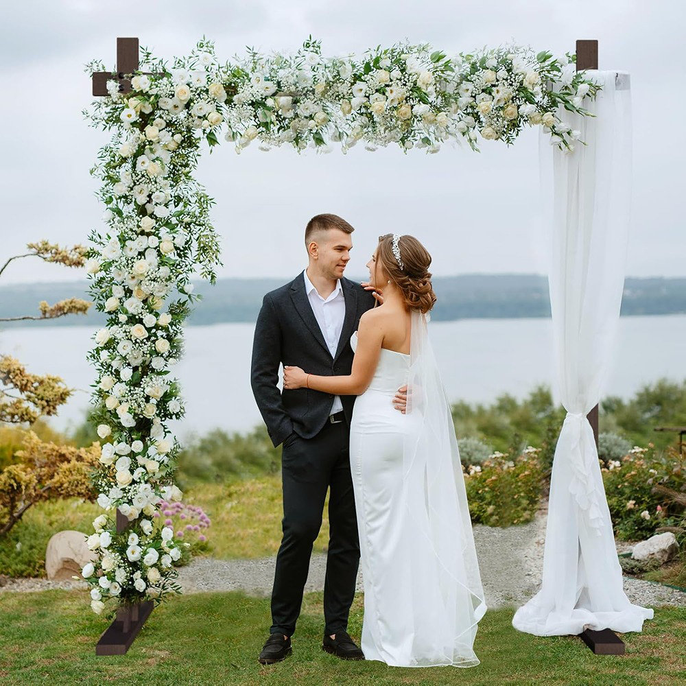 MAXAYA 7.48FT Wooden Wedding Arch Frame, Wood Square Arch Backd ...