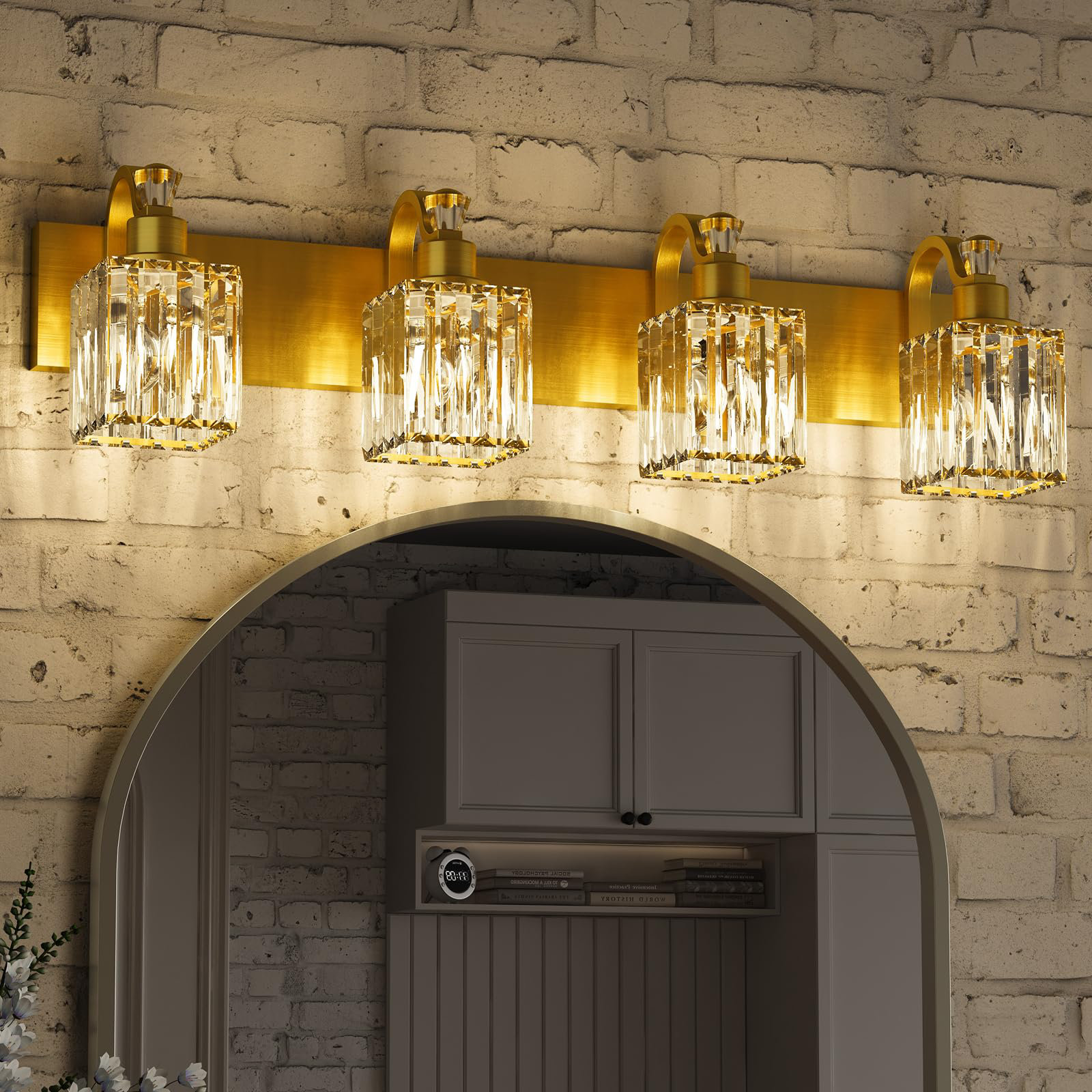 ZACOO Light Crystal Bathroom Vanity Lights Gold Bathroom Light Fixtures ...