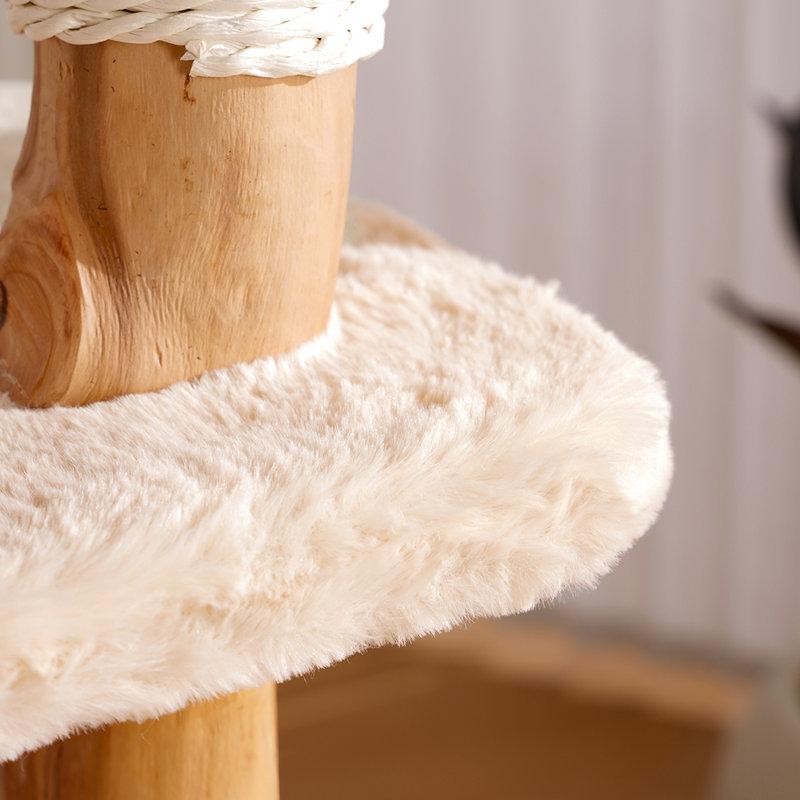 KZLAA 46“Solid Wood Cat Tree Handcrafted from Natural Fruit Wood ...