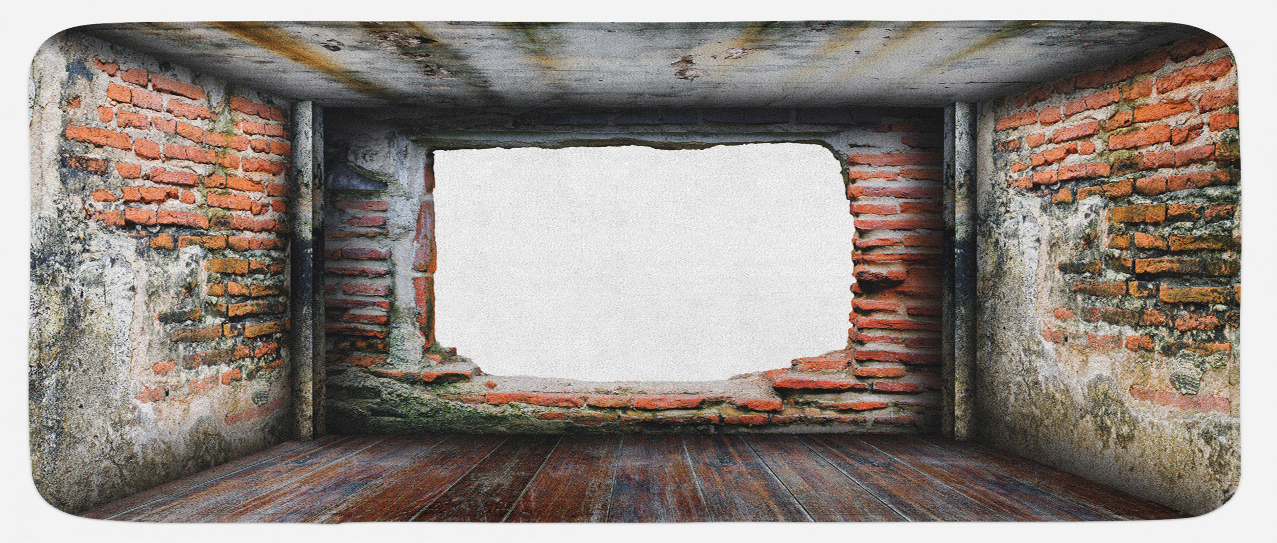 East Urban Home Abondoned Grunge Old Torn Interior 4 Side Brick Walls ...