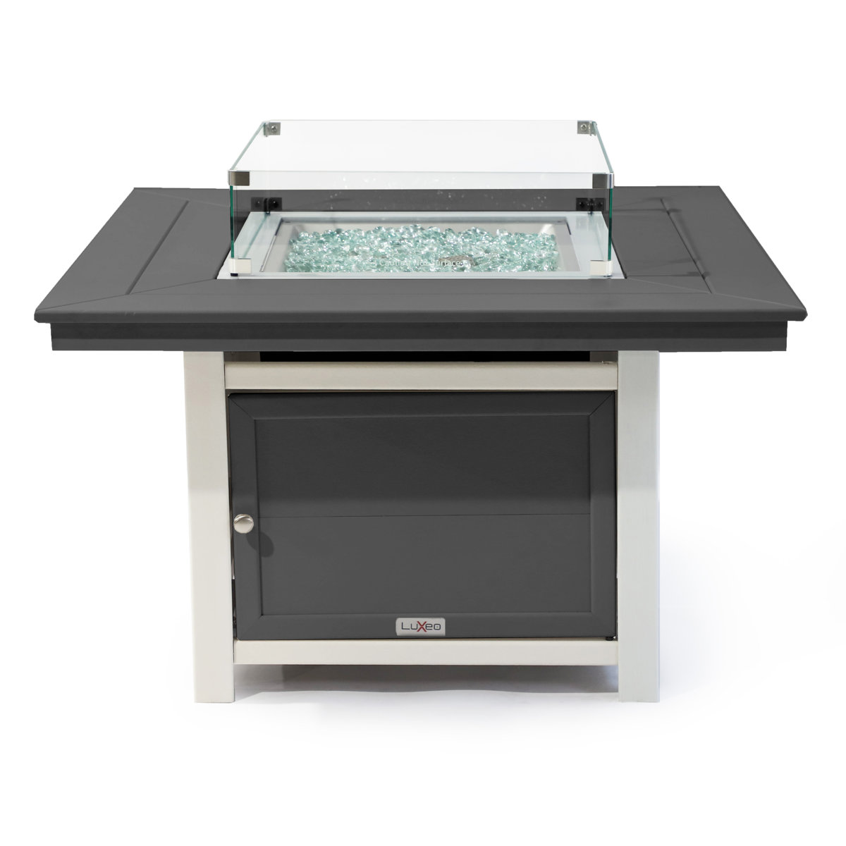 LuXeo Park City 42" Square Two-Tone Fire Pit Table with 4 Hampton ...