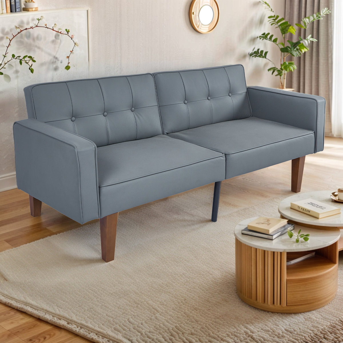 George Oliver Celeski Futon Sofa Bed, Convertible Fabric Futon Couch ...