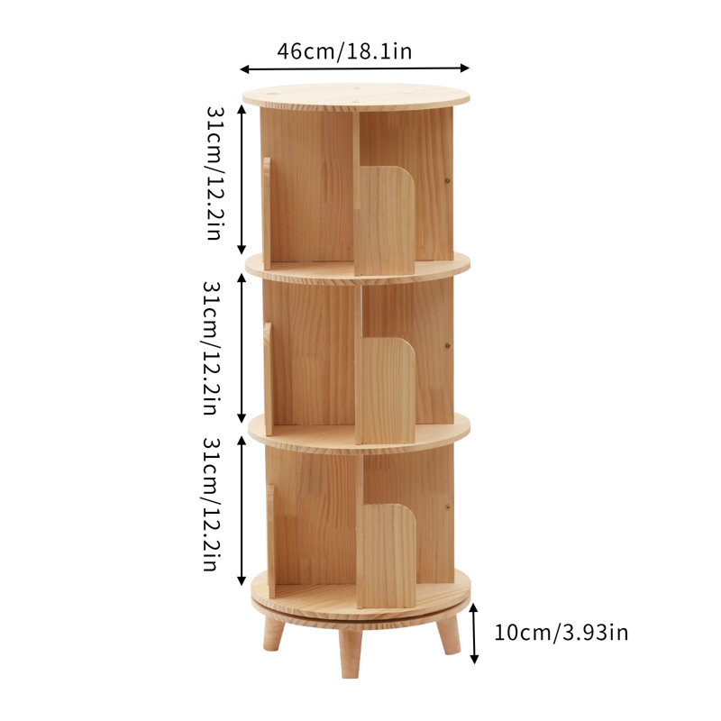 Corrigan Studio® Kamaia 360° Rotating Bookcase Book Storage Shelf ...