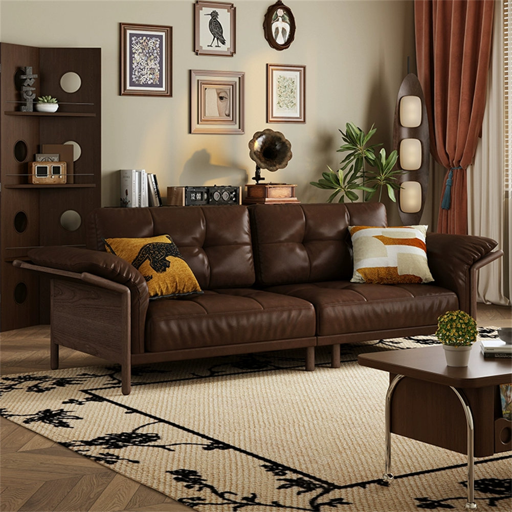 Walkoly French Retro Dark Coffee-colored Sofa | Wayfair