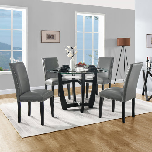 Faux Leather Gray Kitchen & Dining Chairs You'll Love | Wayfair