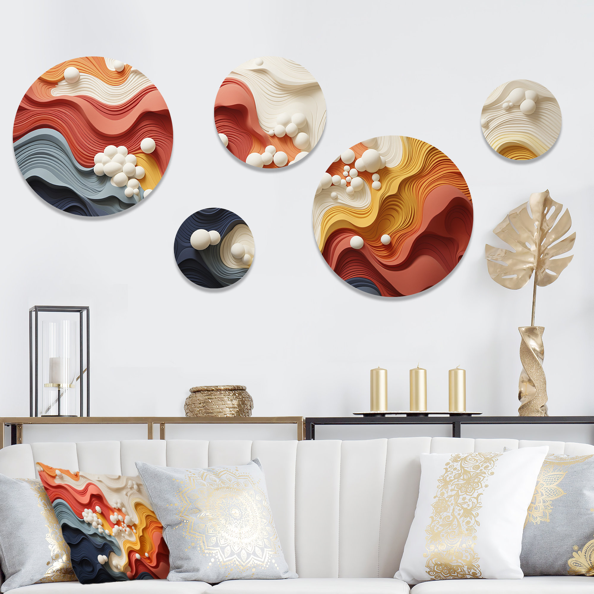 Ivy Bronx Colourful Ripple Harmony Elegance I - Abstract Round Wall Art ...