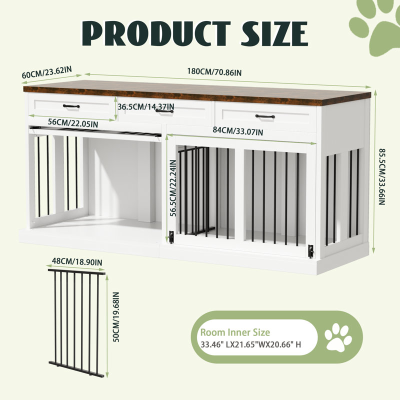 Tucker Murphy Pet™ 70.86'' Multi-Purpose Large Dog Crate Furniture With ...
