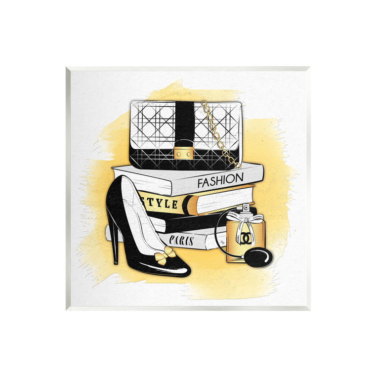 Stupell Industries Black Glam Fashion Book Stack Wall Plaque Art By ...