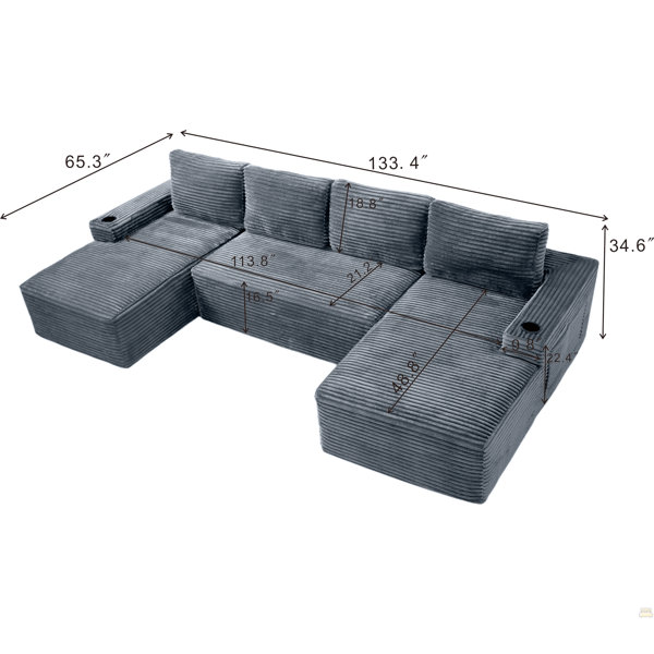 Wrought Studio™ Boneless Compressible U-Shaped Sectional Sofa Set ...