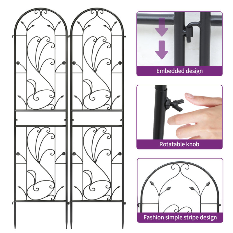 Winston Porter Rearic 87.00'' H x 20.00'' W Metal Arched Trellis Side ...