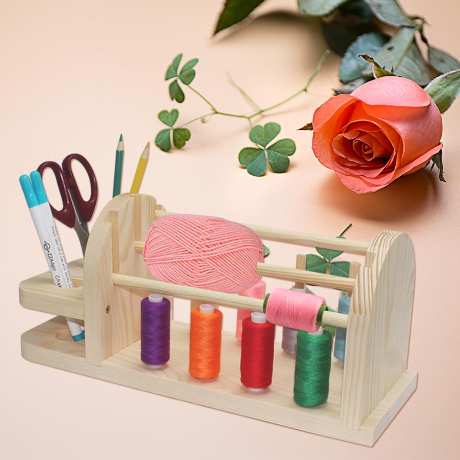 CHUANGWENYI Yarn Holder For Knitting And Crocheting, Wooden Crochet ...