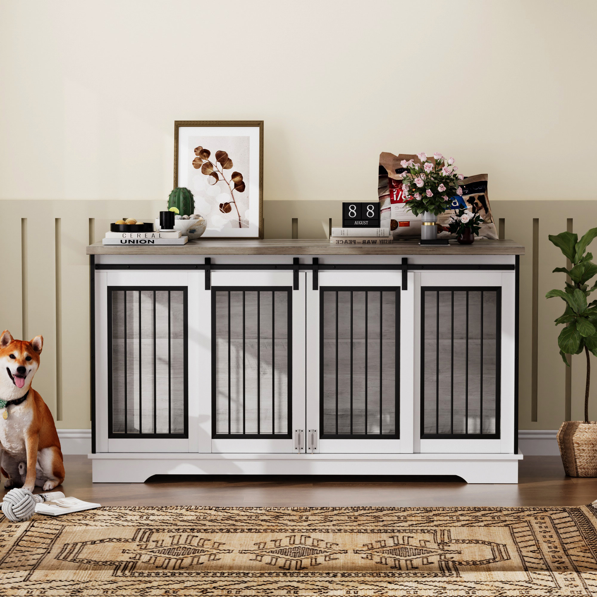 Tucker Murphy Pet™ Super Large TV Cabinet Dog Crate Furniture Dog Cage ...