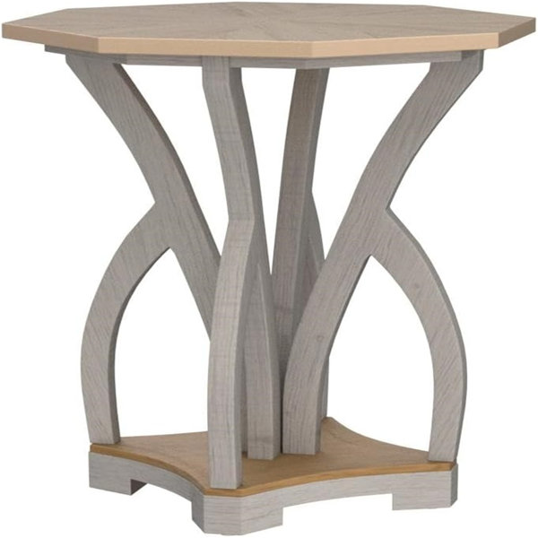 August Grove® Rustic White Oak Octagonal End Table - Unique Design ...