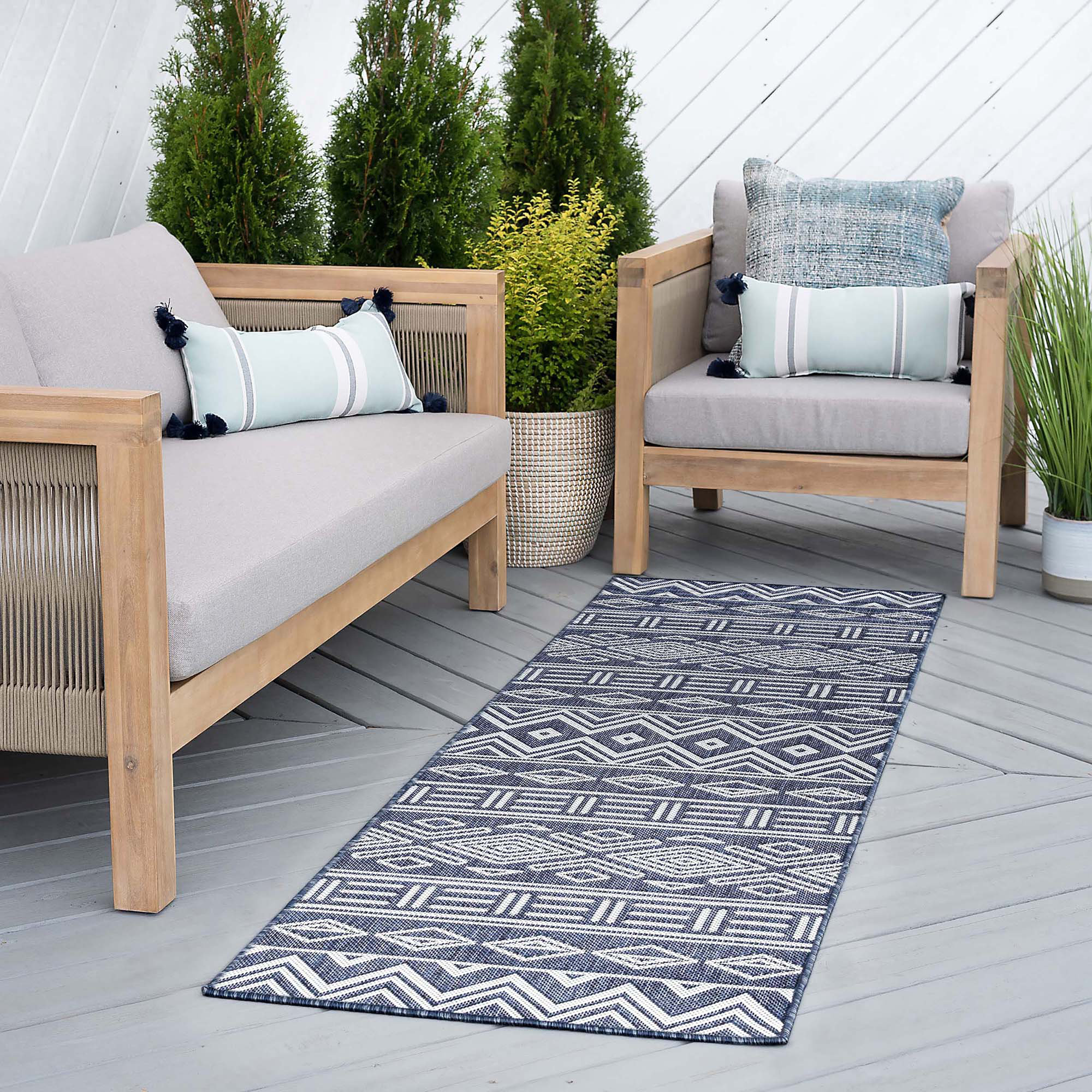 Langley Street Farrington Gurney Moroccan Navy/White Indoor / Outdoor ...