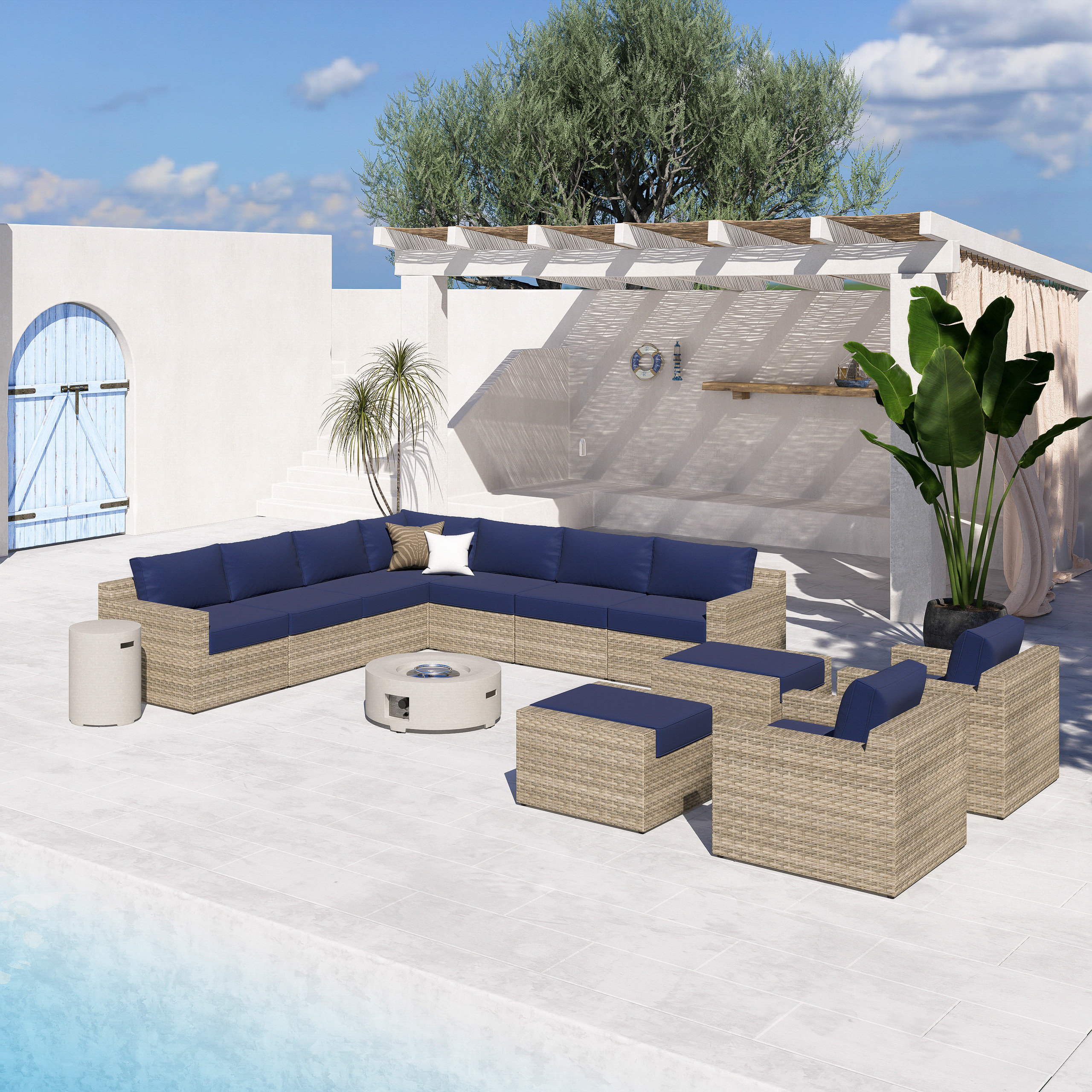 Ebern Designs Ailie 13-Piece Fire Seating Set (Gray) - Wayfair Canada