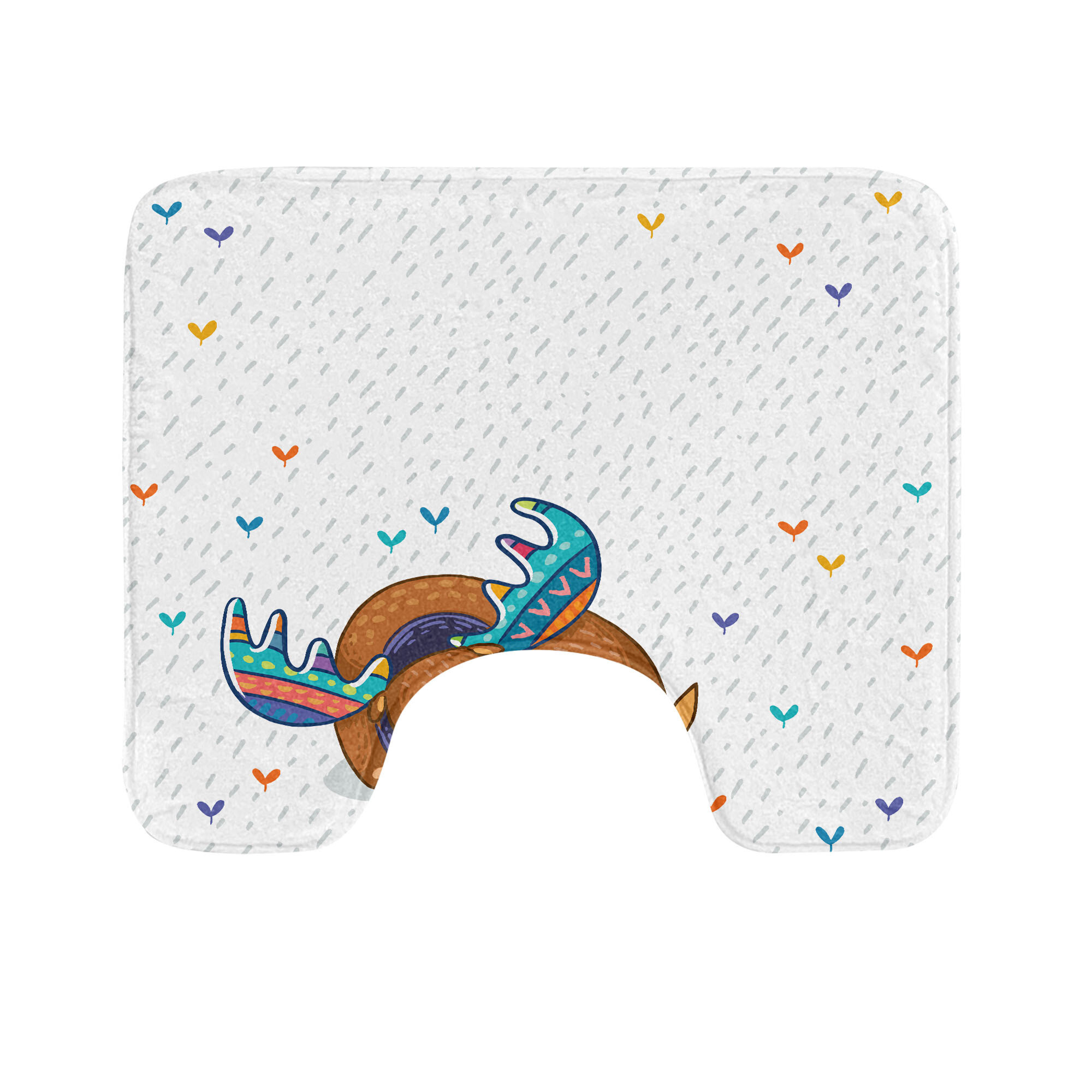 Dakota Fields Moose Toilet Mat U-Shape Bathroom Rug 20" Multicolor ...
