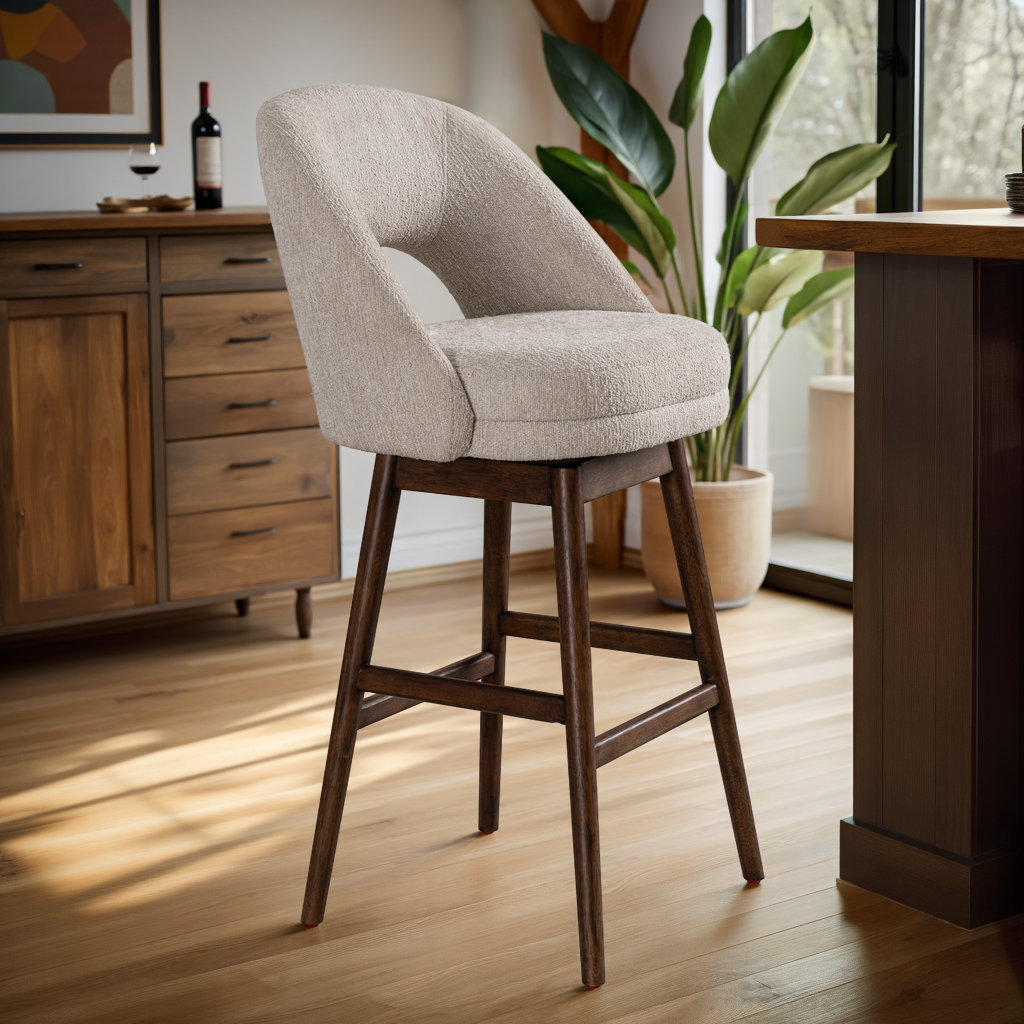 George Oliver Watanabe Solid Wood Upholstered Counter Height Or Bar ...