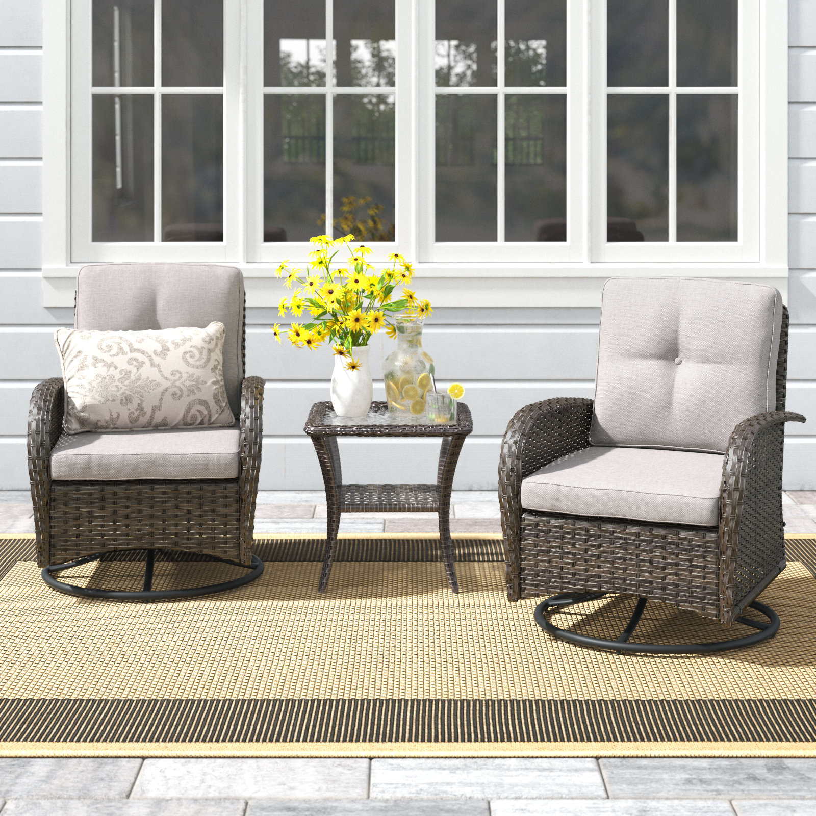 Lark Manor™ Aristil 2 - Person Outdoor Wicker Swivel Rocker Chair ...