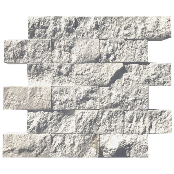 Parvatile Fossil Stone 2" x 4" Limestone Brick Joint Mosaic Wall ...