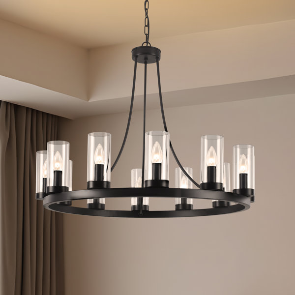 Sand & Stable Hendon 12-light Rustic Large Wagon Wheel Chandelier ...