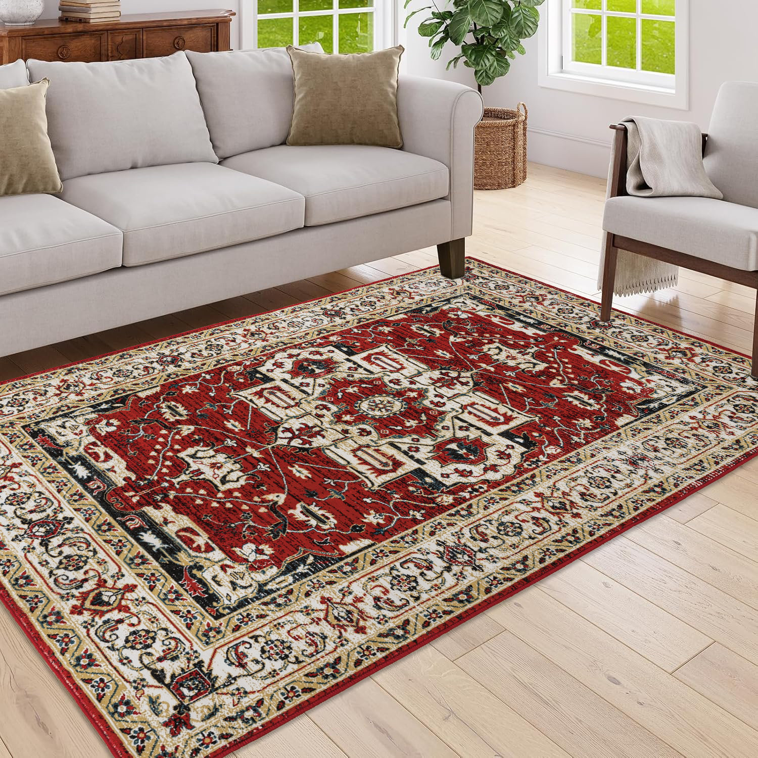 Bungalow Rose Area Rug Vintage Bohemia Large Persian Non-Slip Washable ...