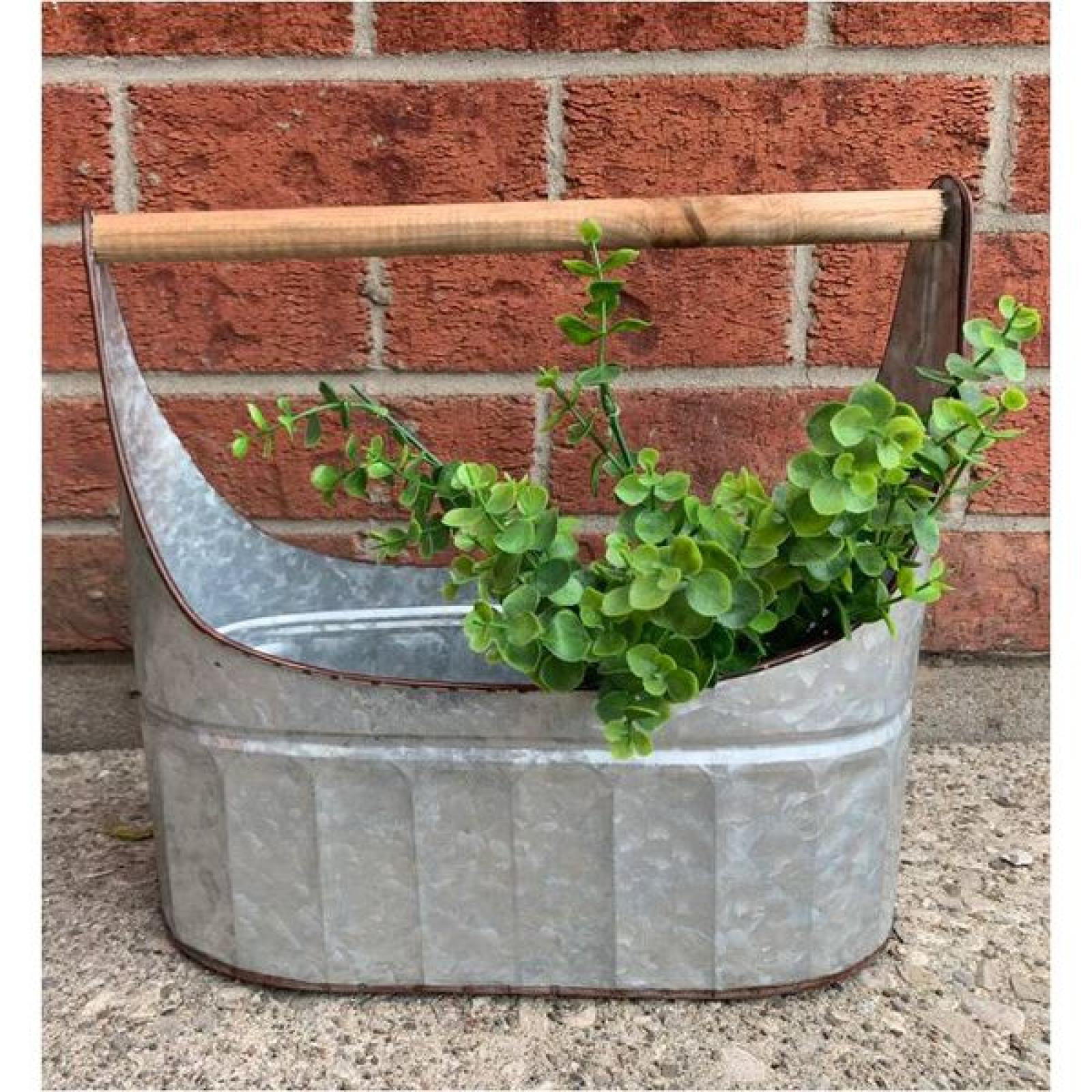 Gracie Oaks Galvanized Metal Wooden Handle Bucket - Wayfair Canada