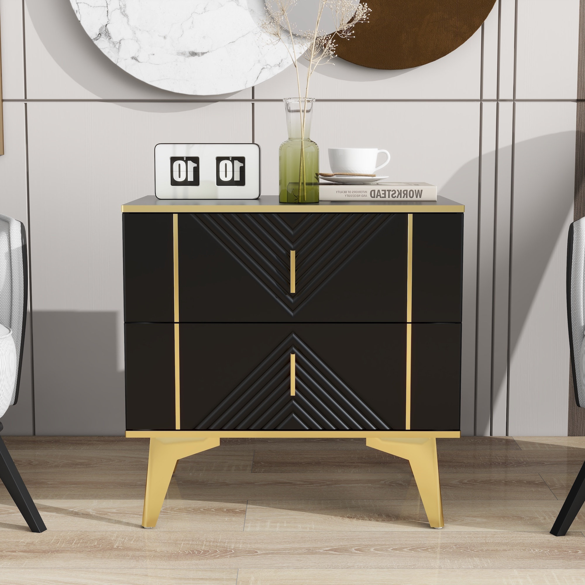 Mercer41 Two Pack 2 Drawer Rhombus Card Bar Blister Nightstand | Wayfair