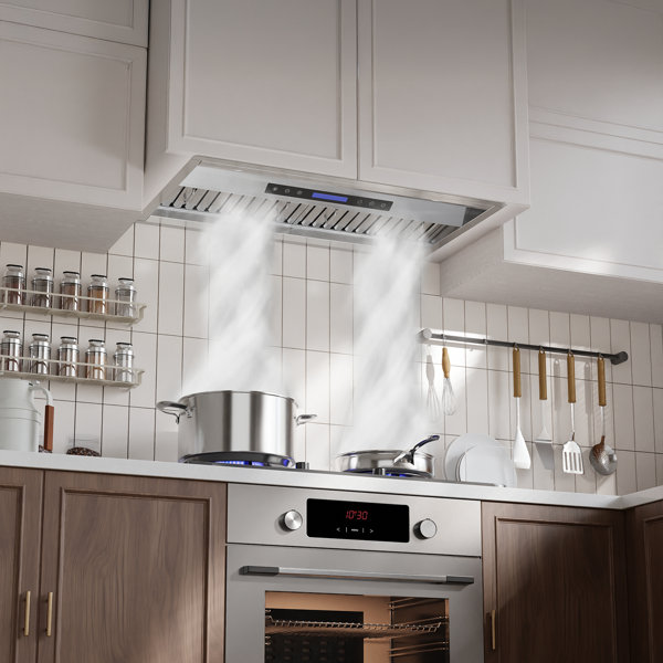 Fuhuoso 30-Inch 900 CFM Convertible Insert Range Hood with LCD 4-Speed ...