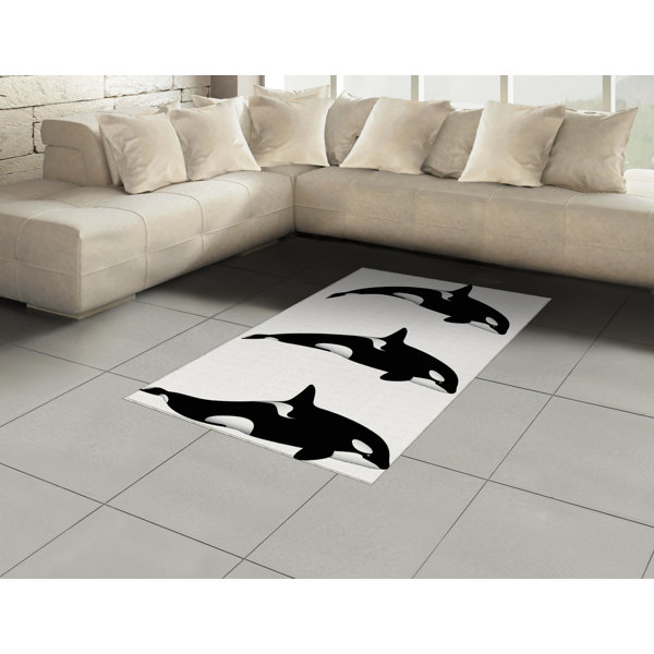 Highland Dunes Sea Animals Area Rug Orca Killer Whales | Wayfair.ie
