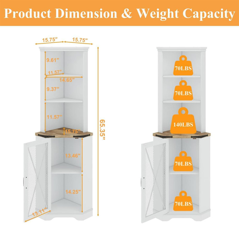 Gracie Oaks High Corner Cabinets, Corner Lockers, Wooden Corner Shelves ...