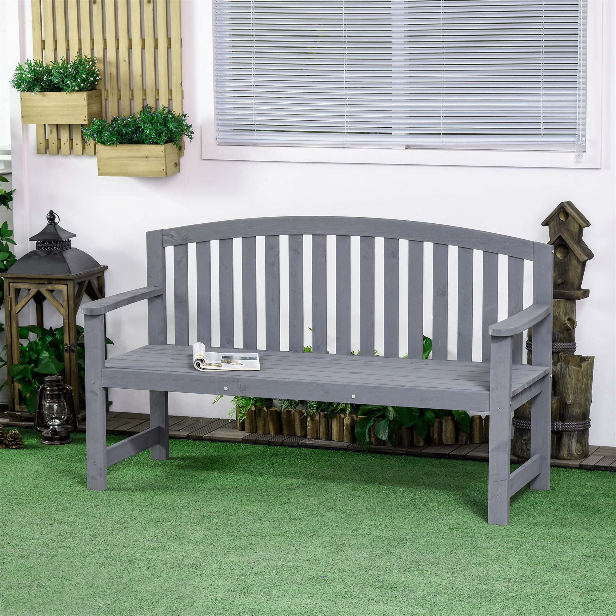 Lark Manor™ Outdoor Wood Bench, 2-Seater Garden Bench With Backrest And ...