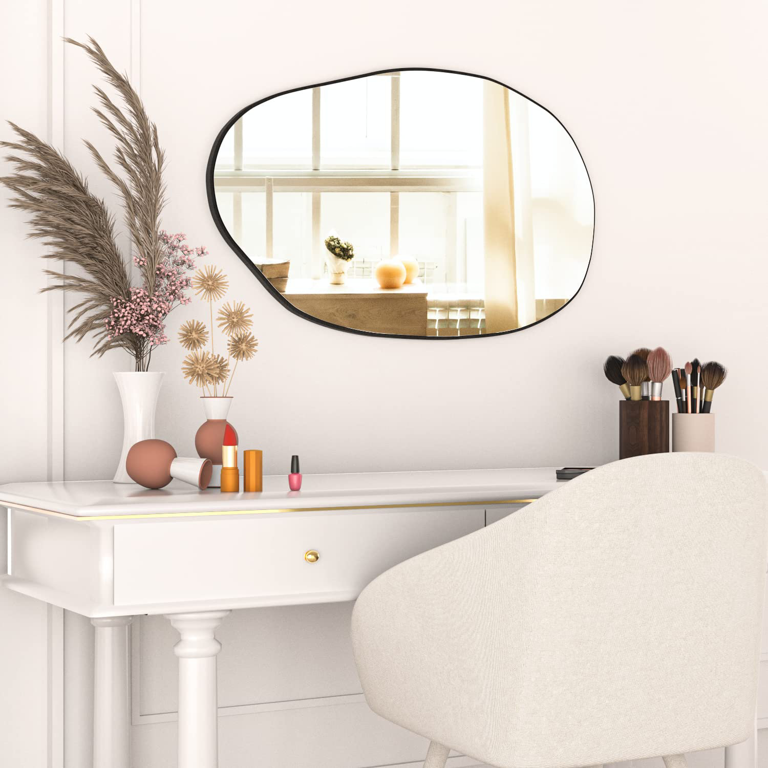 Wrought Studio™ Denzelle Irregular Wall Mirror, Large and Asymmetric ...