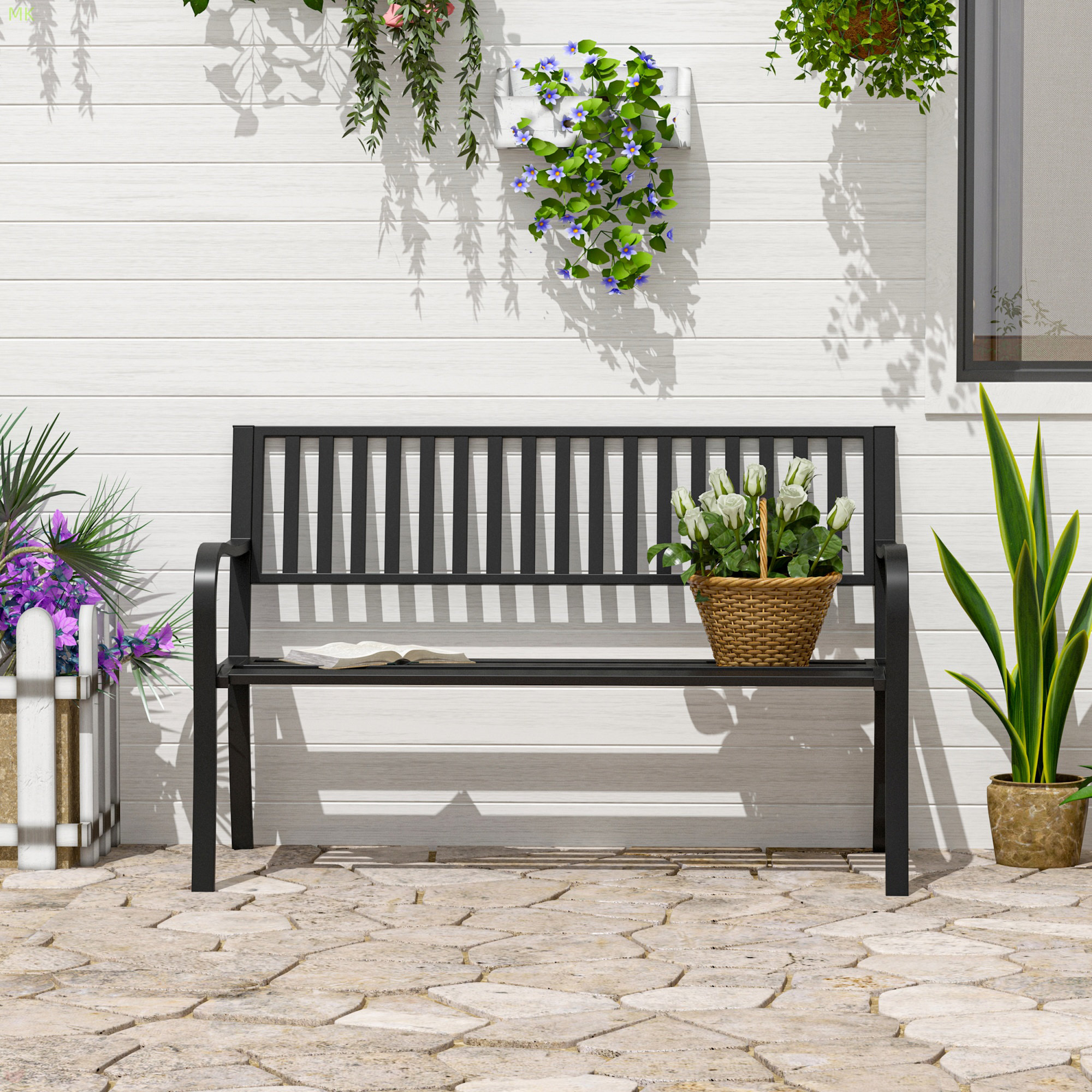 Lark Manor™ Outdoor Garden Bench, Patio Bench With Slatted Seat | Wayfair