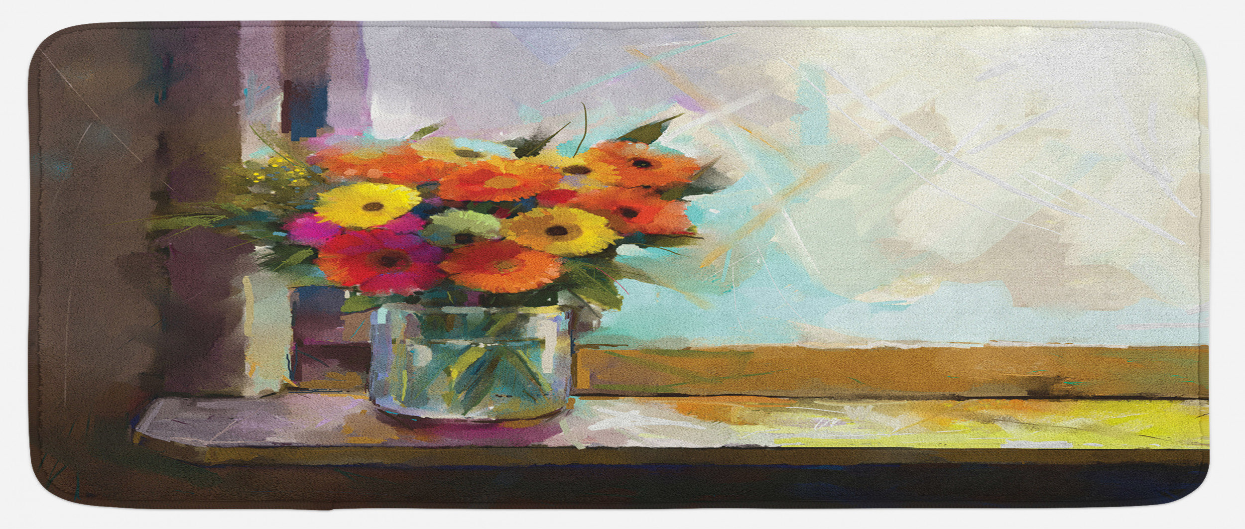 East Urban Home Gerber Daisy Kitchen Mat | Wayfair