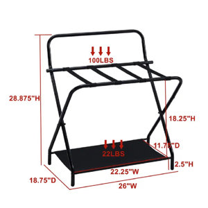 InRoom Designs Metal Folding Luggage Rack with Storage | Wayfair