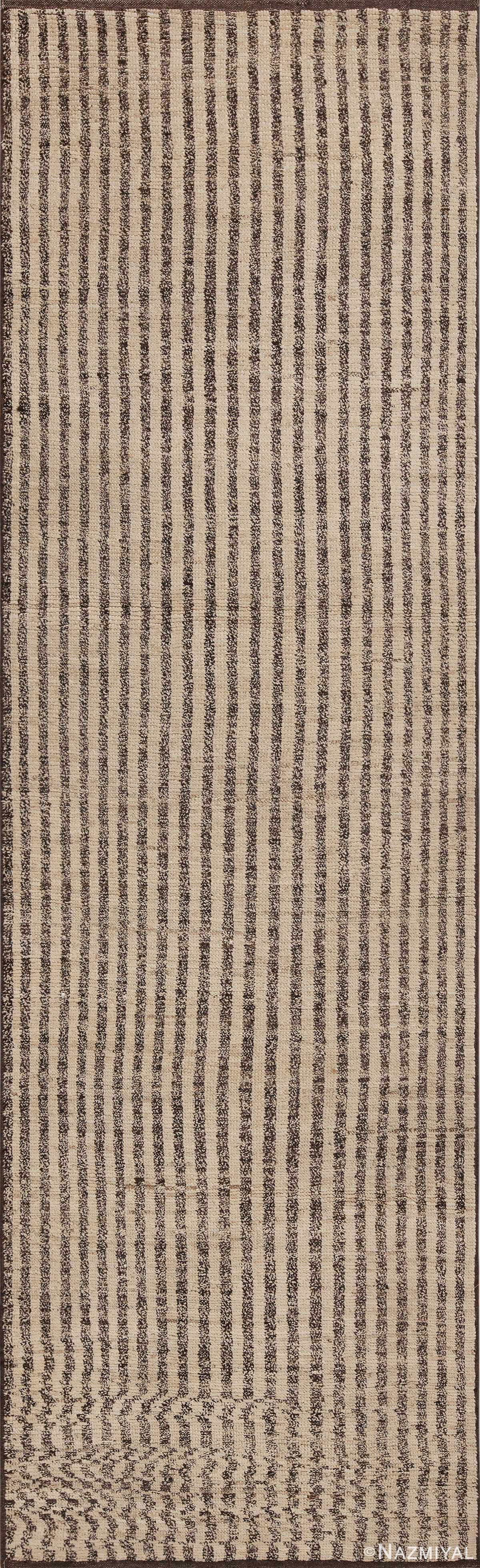 Nazmiyal Collection One-of a Kind Neutral Cream/Earthy Brown Stripped ...