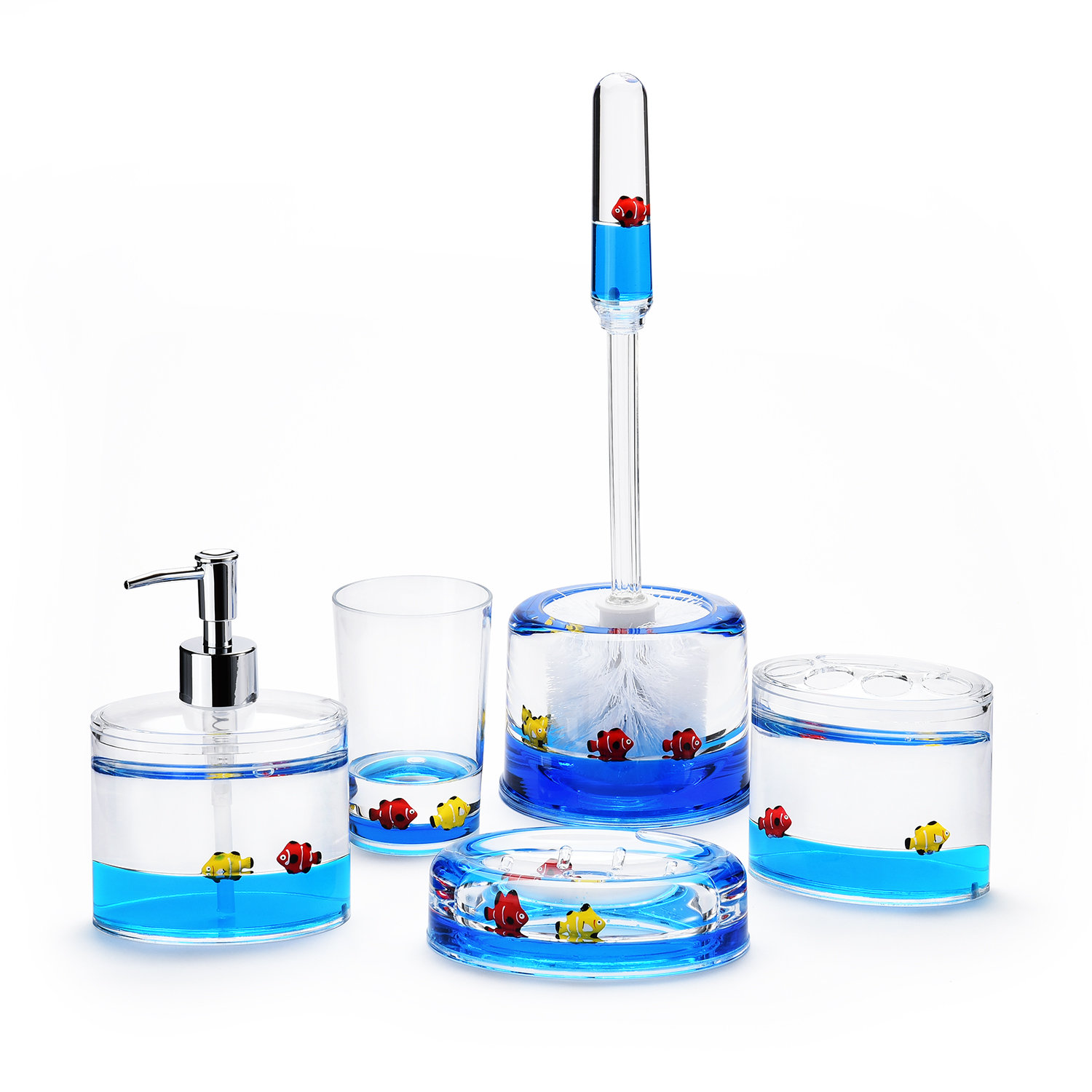 Rosecliff Heights 5 Piece Acrylic Liquid 3D Floating Motion Bathroom ...