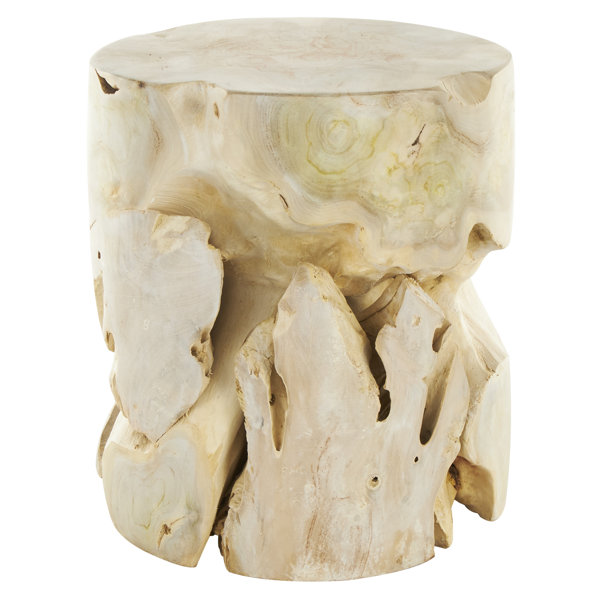 Millwood Pines Corinthia Teak Wood Handmade Live Edge Side End Light ...