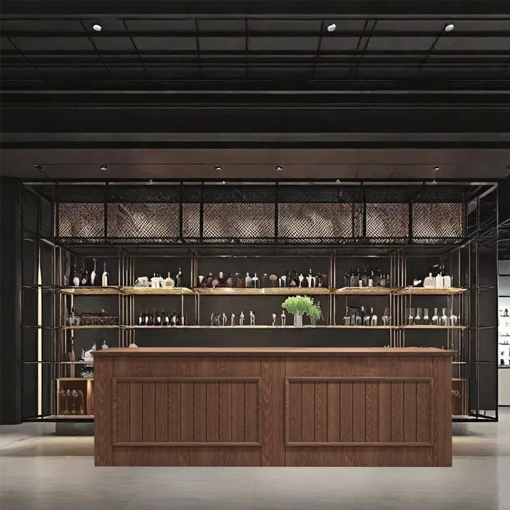 KPXU Bar Counter 110.23-Inch Multifunctional Bar Cabinet with Stemware ...